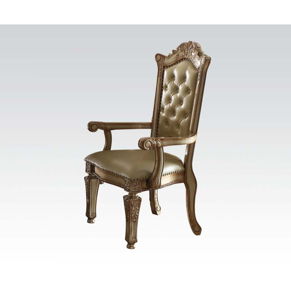 ACME Vendome Bone PU & Gold Patina Chair Model 63004 – MONAVILLA