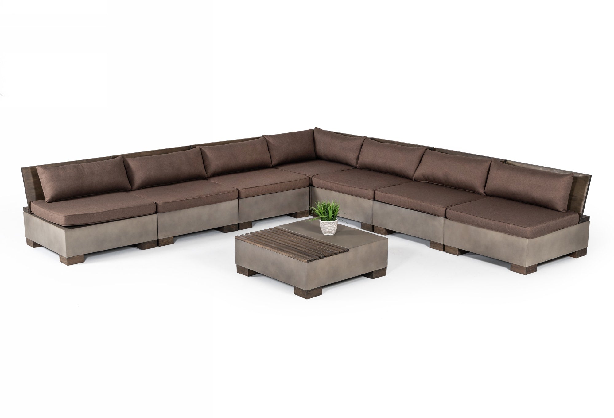 Modrest Delaware Modern Concrete Modular Sectional Sofa Set with Square ...