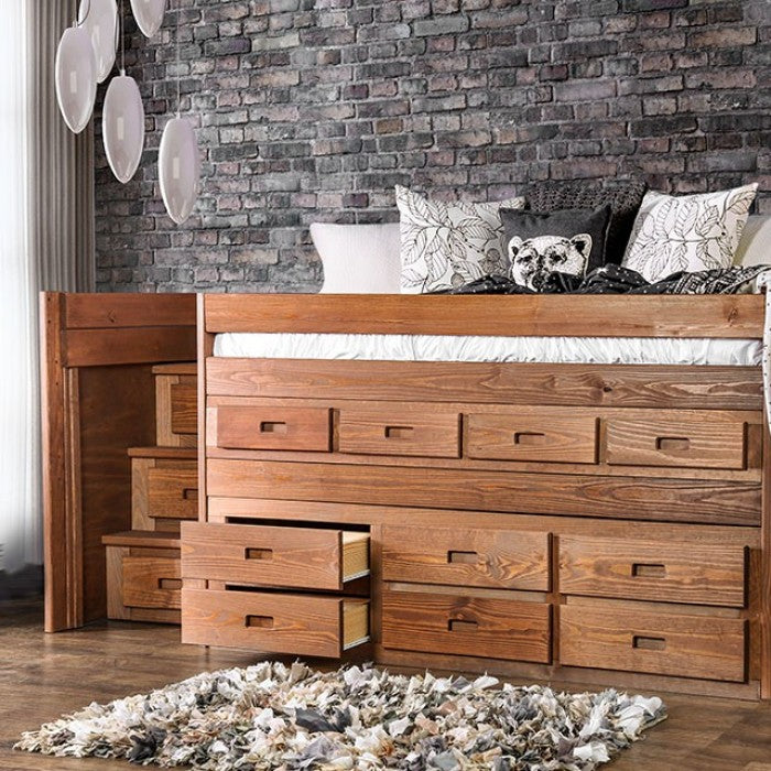 Furniture Of America Cleo Mahogany Rustic Twin Captain Bed With 1 Slat ...