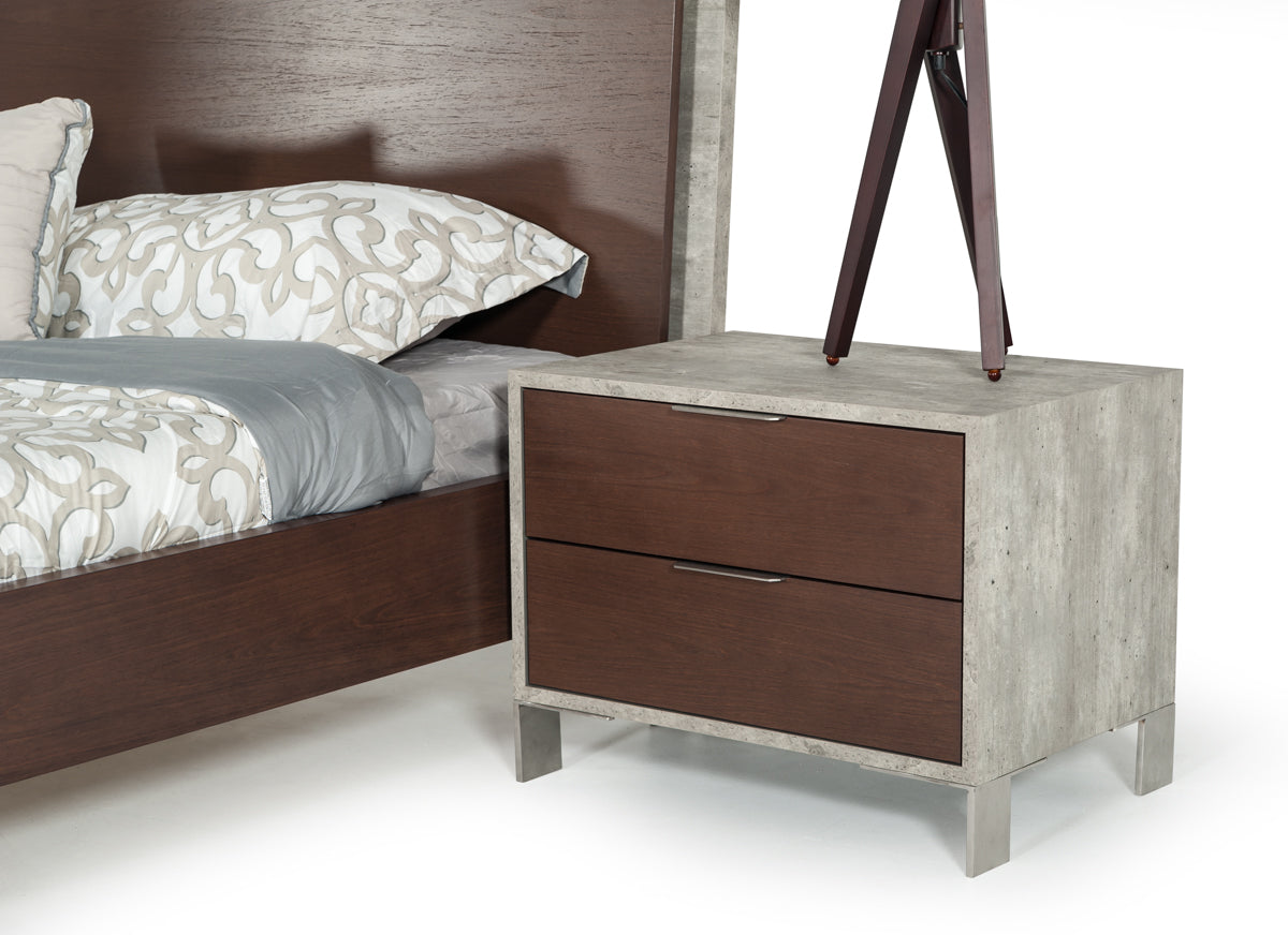 Nova Domus Conner Modern Dark Walnut & Faux Concrete Nightstand – MONAVILLA