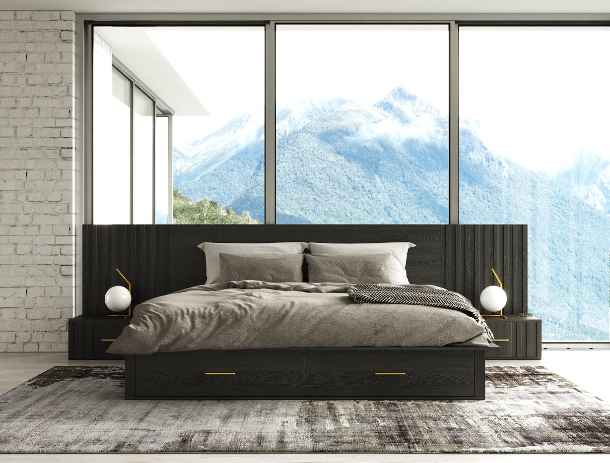 Modrest Manchester Contemporary Platform Dark Grey Q Bed with Two ...